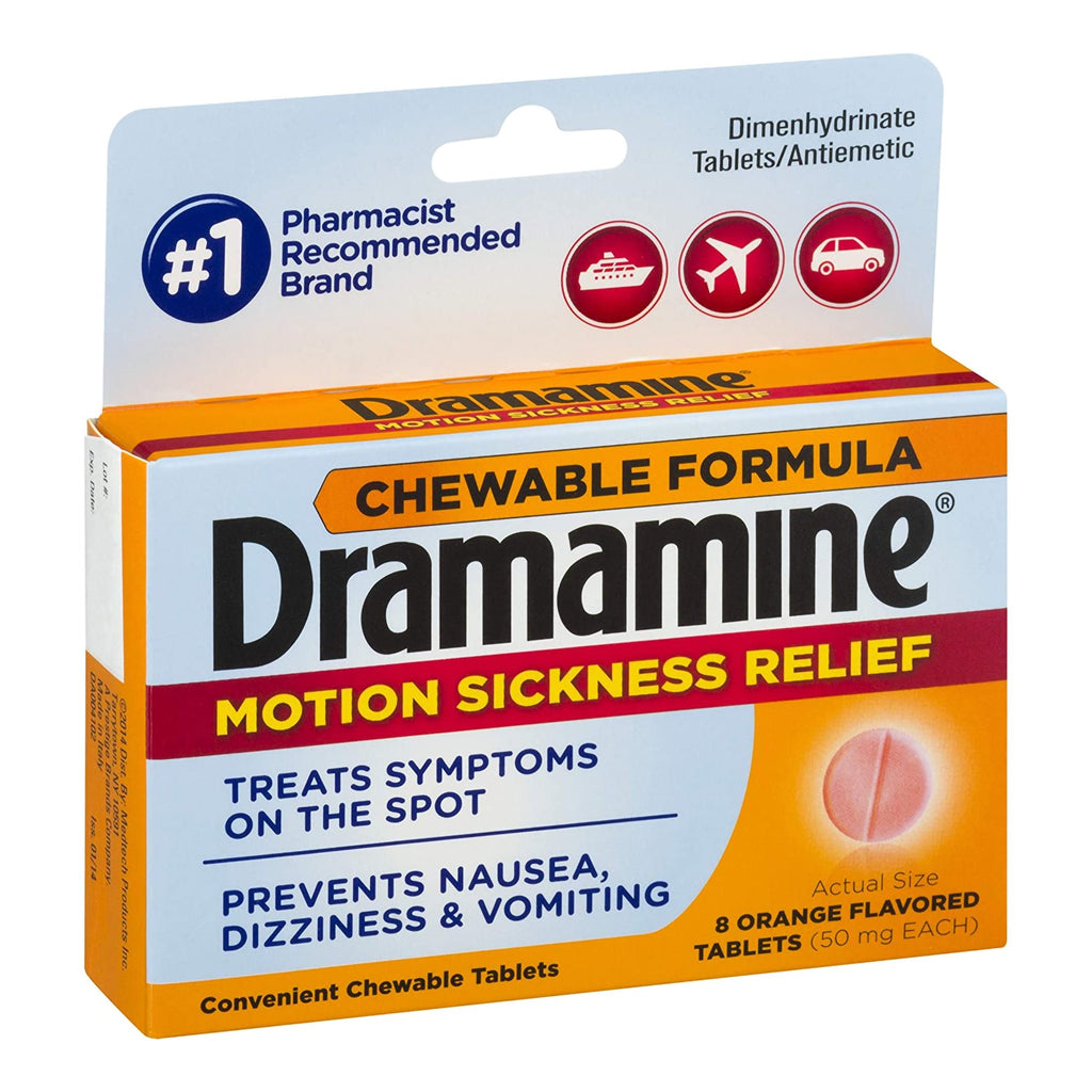 Nausea Relief Dramamine® 50 mg Strength Chewable Tablet 8 per Box – ER ...