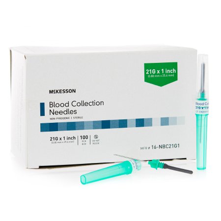 McKesson Blood Collection Needle 21 Gauge 1 Inch Needle Length Convent ...