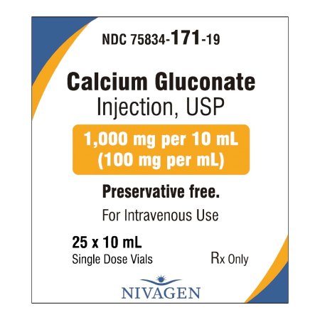 Replacement Preparation Calcium Gluconate, Preservative Free 10%, 100 ...