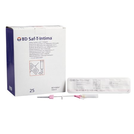 Closed IV Catheter Saf-T-Intima™ 20 Gauge 1 Inch Retracting Safety Nee ...