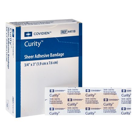 Adhesive Strip Curity™ 3/4 X 3 Inch Plastic Rectangle Sheer Sterile ...